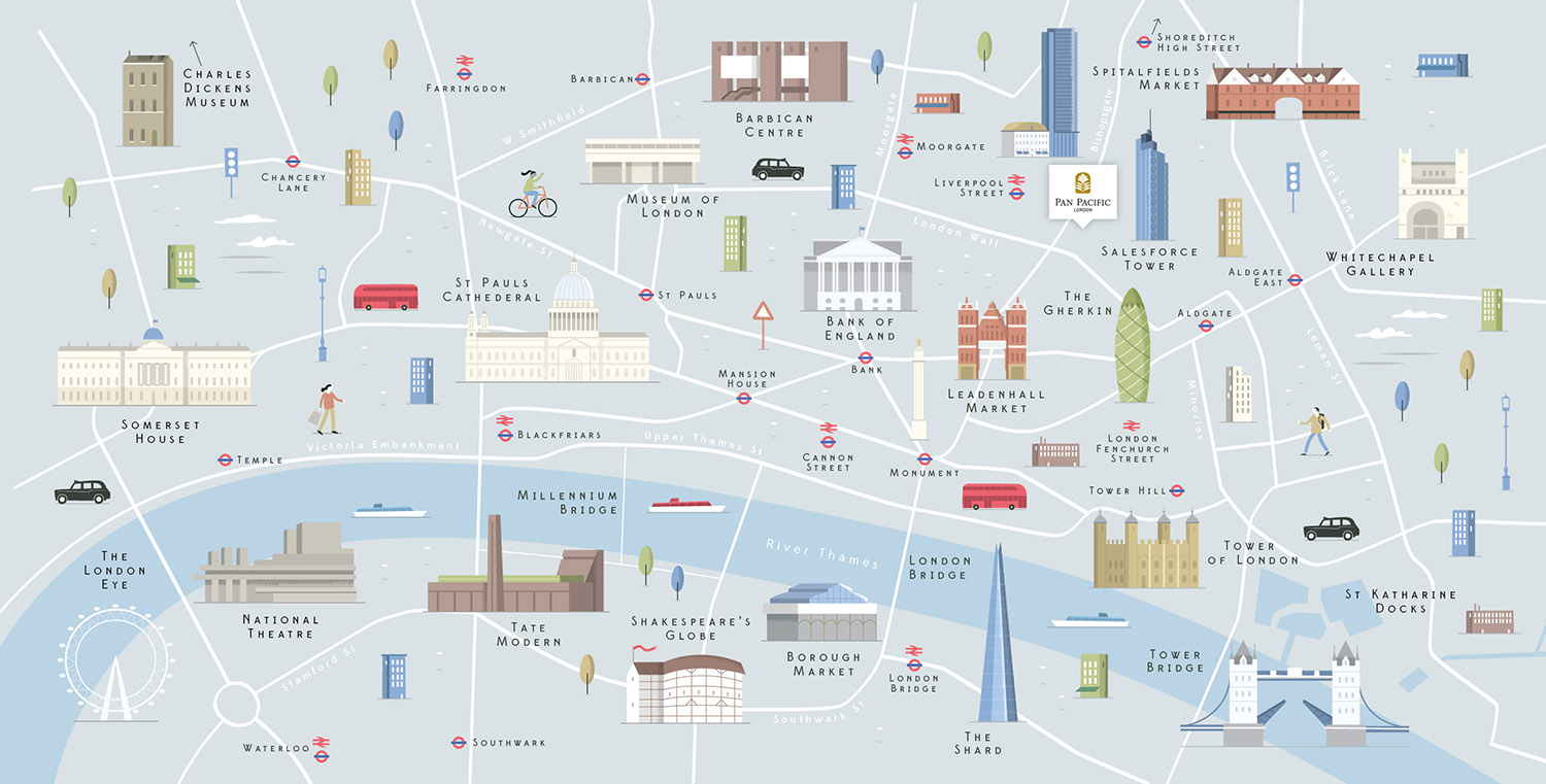 Illustrated map of London - Illustrated Maps by Tom Woolley