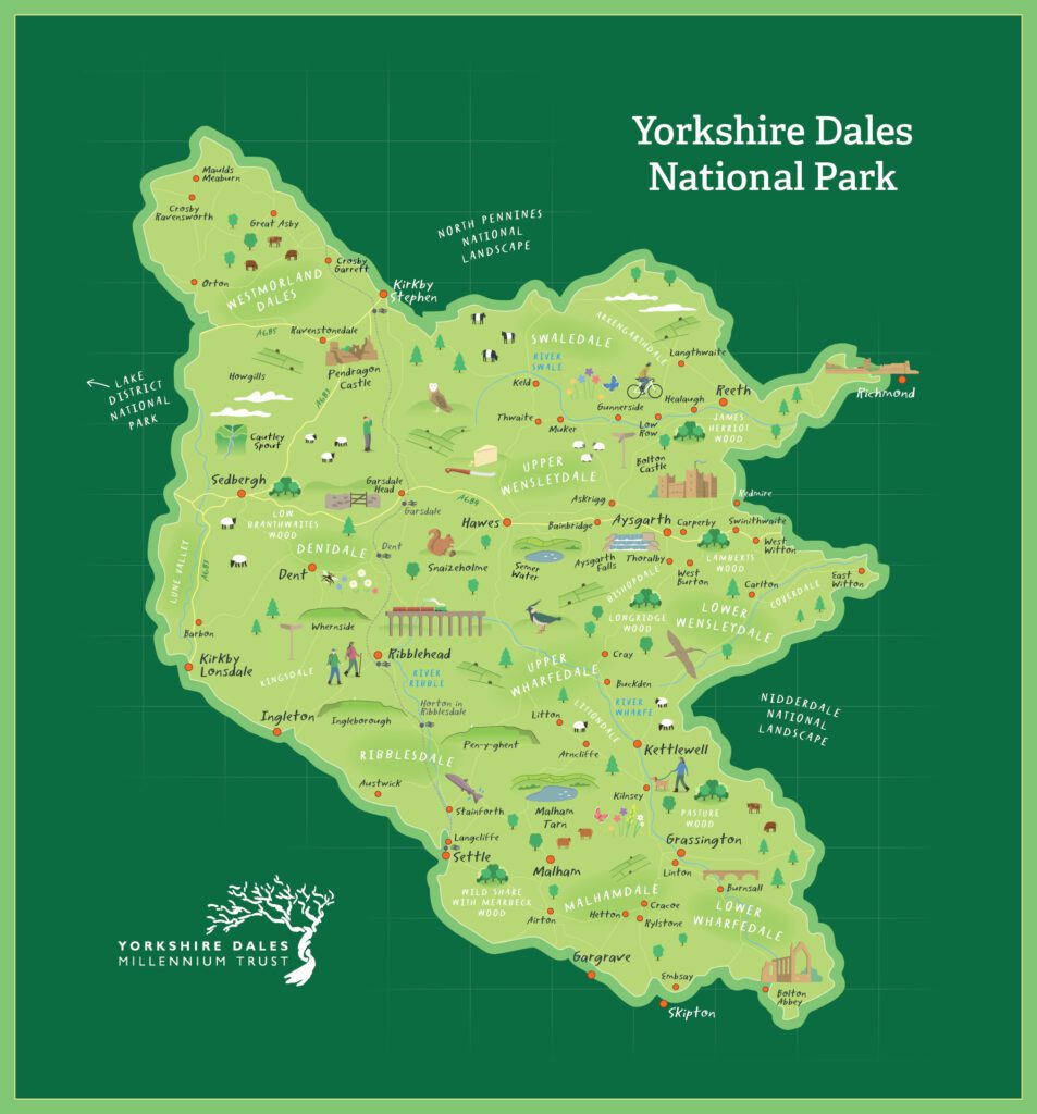 Yorkshire Dales National Park illustrated map - Illustrated Maps by Tom ...